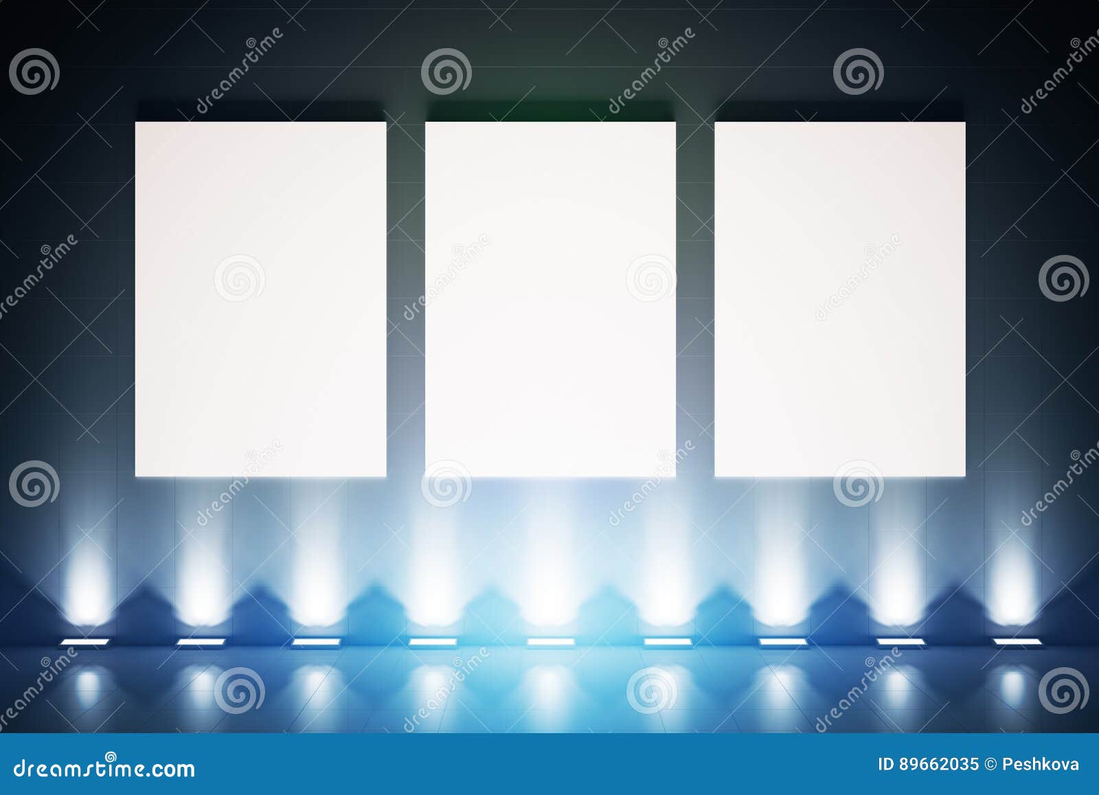 Three Posters with Blue Light Stock Illustration - Illustration of ...