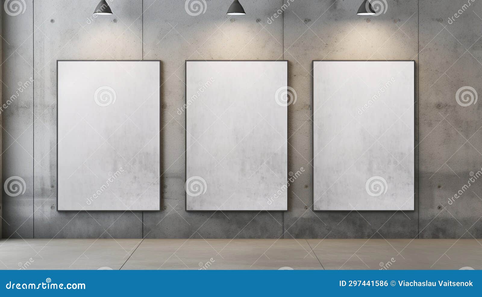 Three Posters on a Concrete Wall Mockup Stock Illustration ...