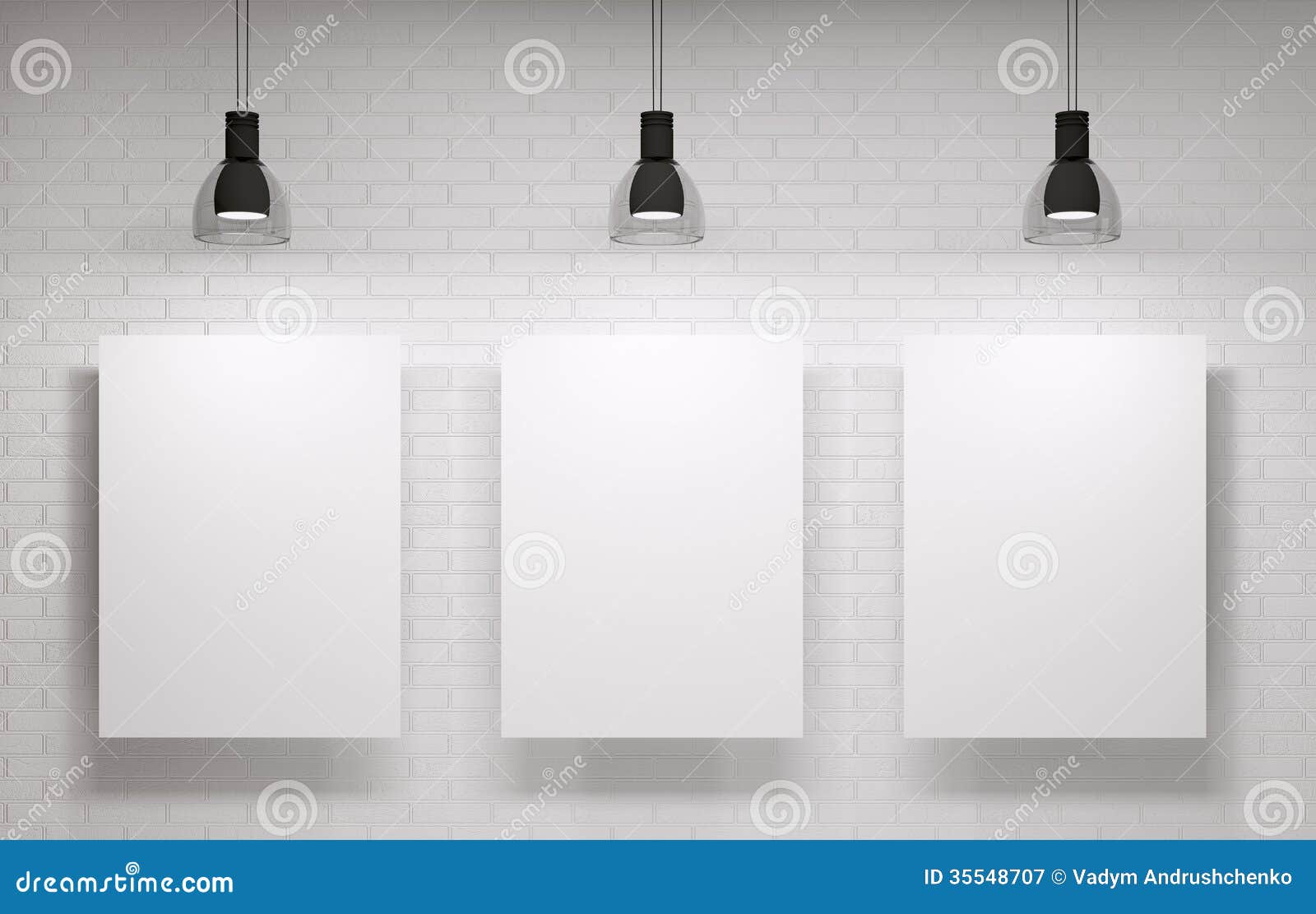 Three posters on the wall stock illustration. Illustration of ...