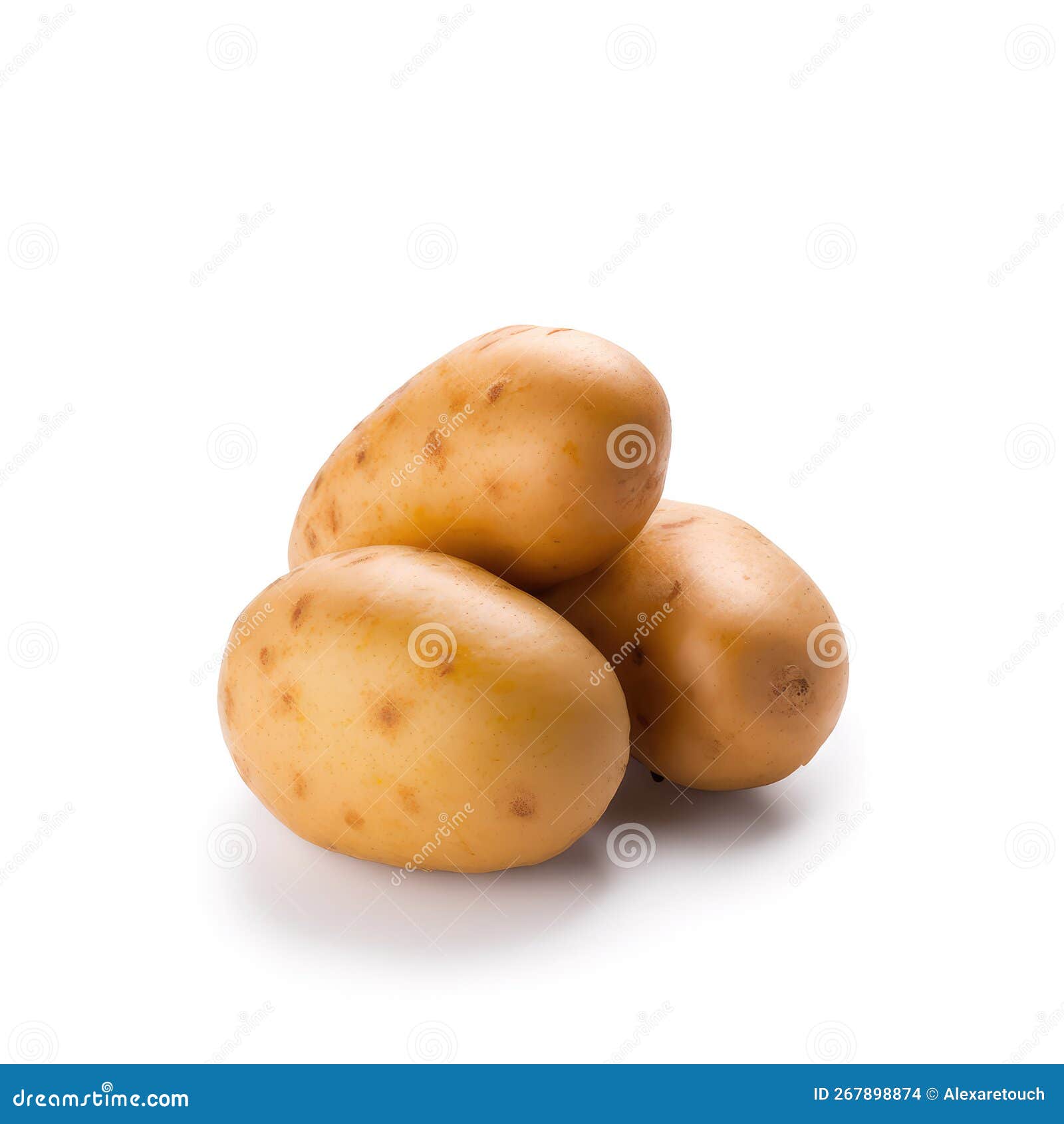 Three Potatoes on a White Background.Generative AI Stock Illustration ...