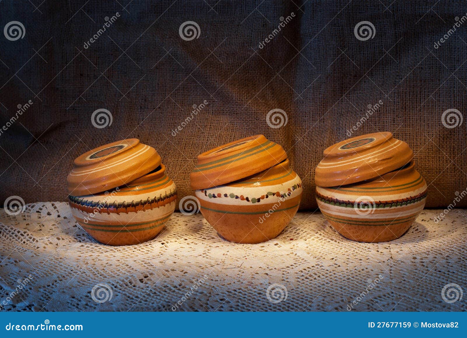 Three pots stock image. Image of salis, orange, still - 27677159