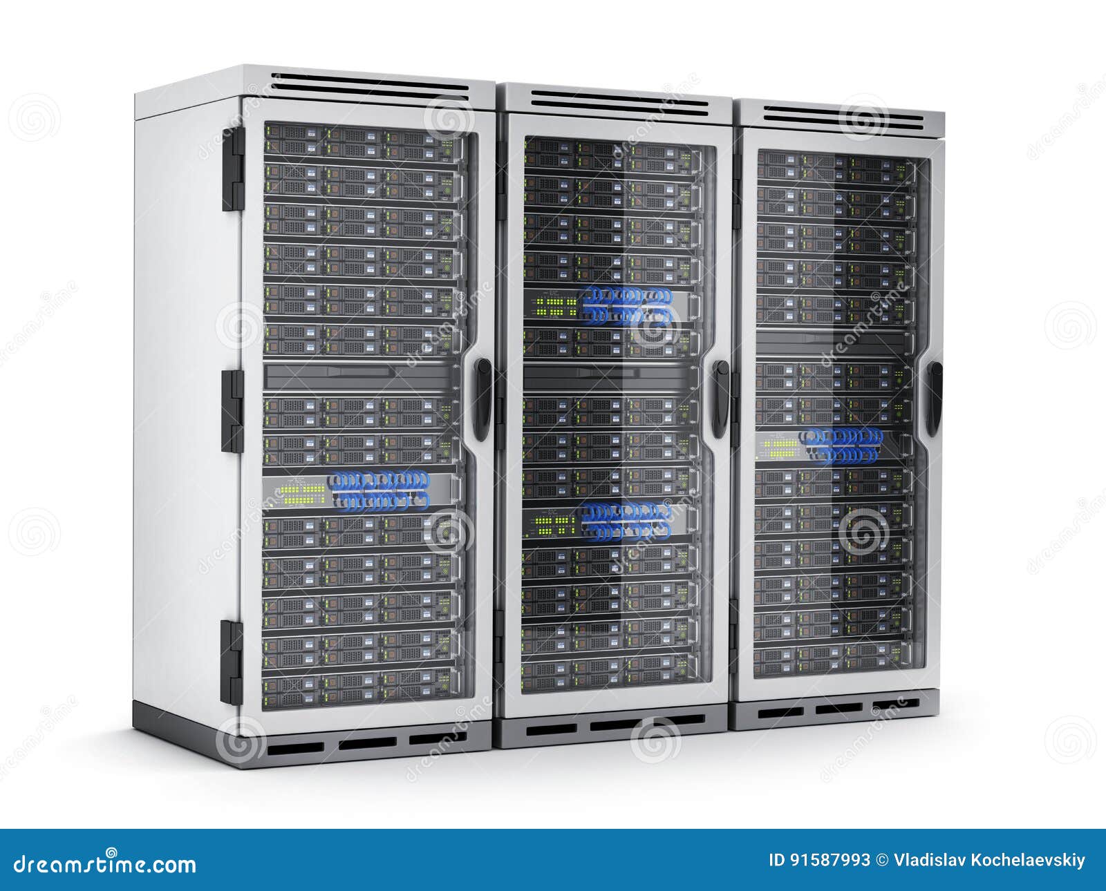 Modern Server Room With Rows Of High-speed Machines And Intricate ...