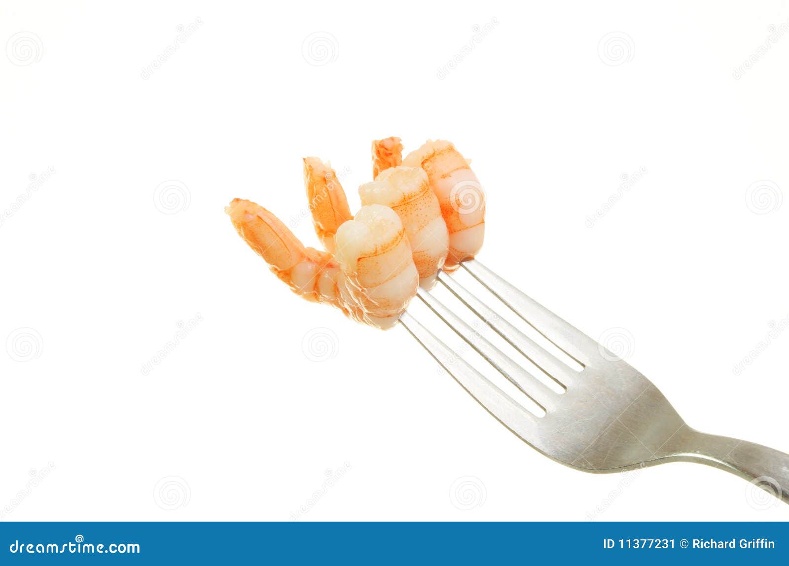 Three prawns on fork stock image. Image of peeled, food - 11377231