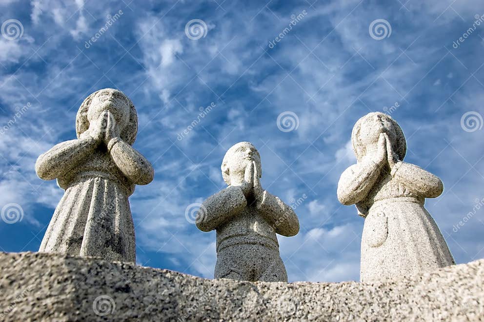 Three praying statues stock image. Image of jesus, father - 3042901