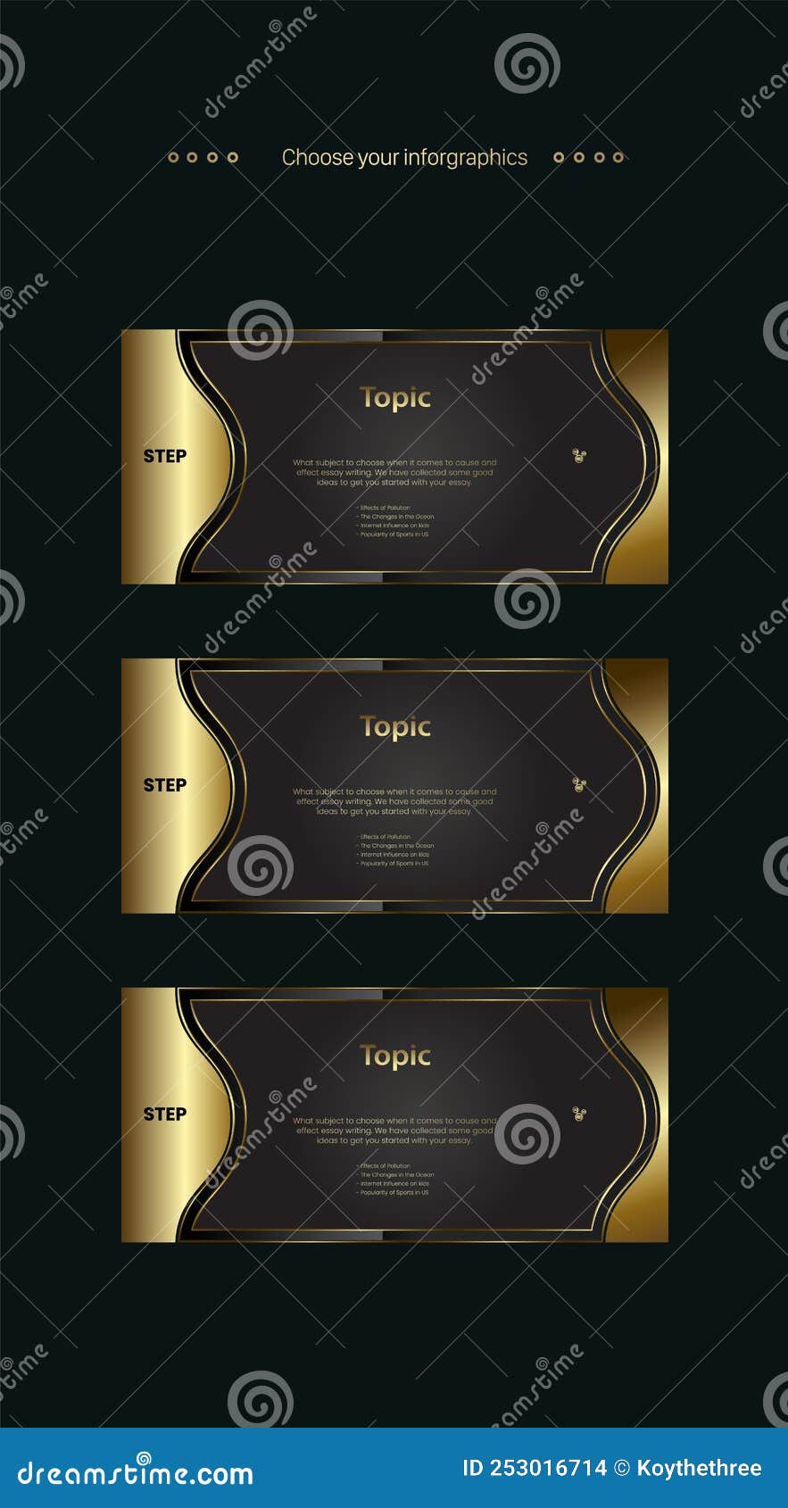 Three Premium Step Button of Charts. Three Infographic Object, Icon ...