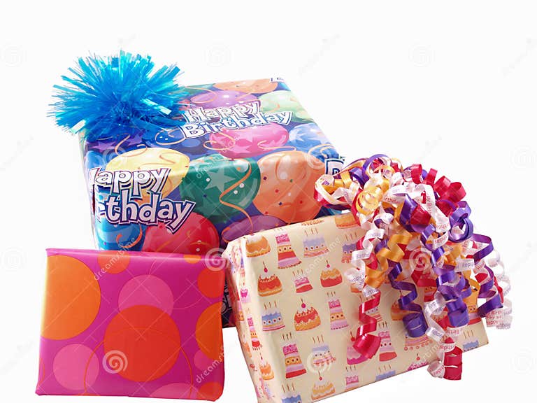 Three presents stock photo. Image of spiral, orange, present - 1769258