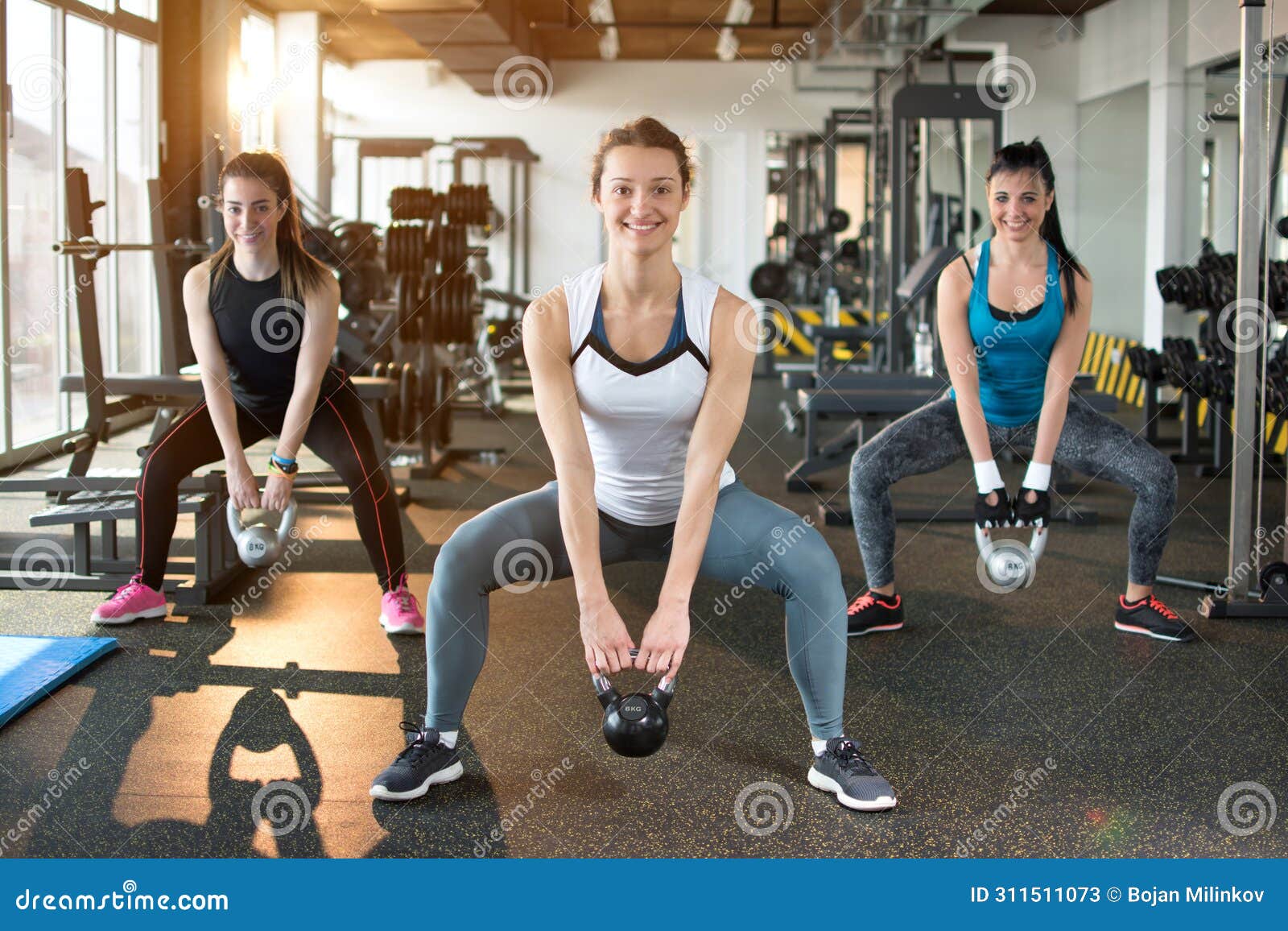 Three Pretty Girls Workout in the Gym Stock Image - Image of aerobics ...