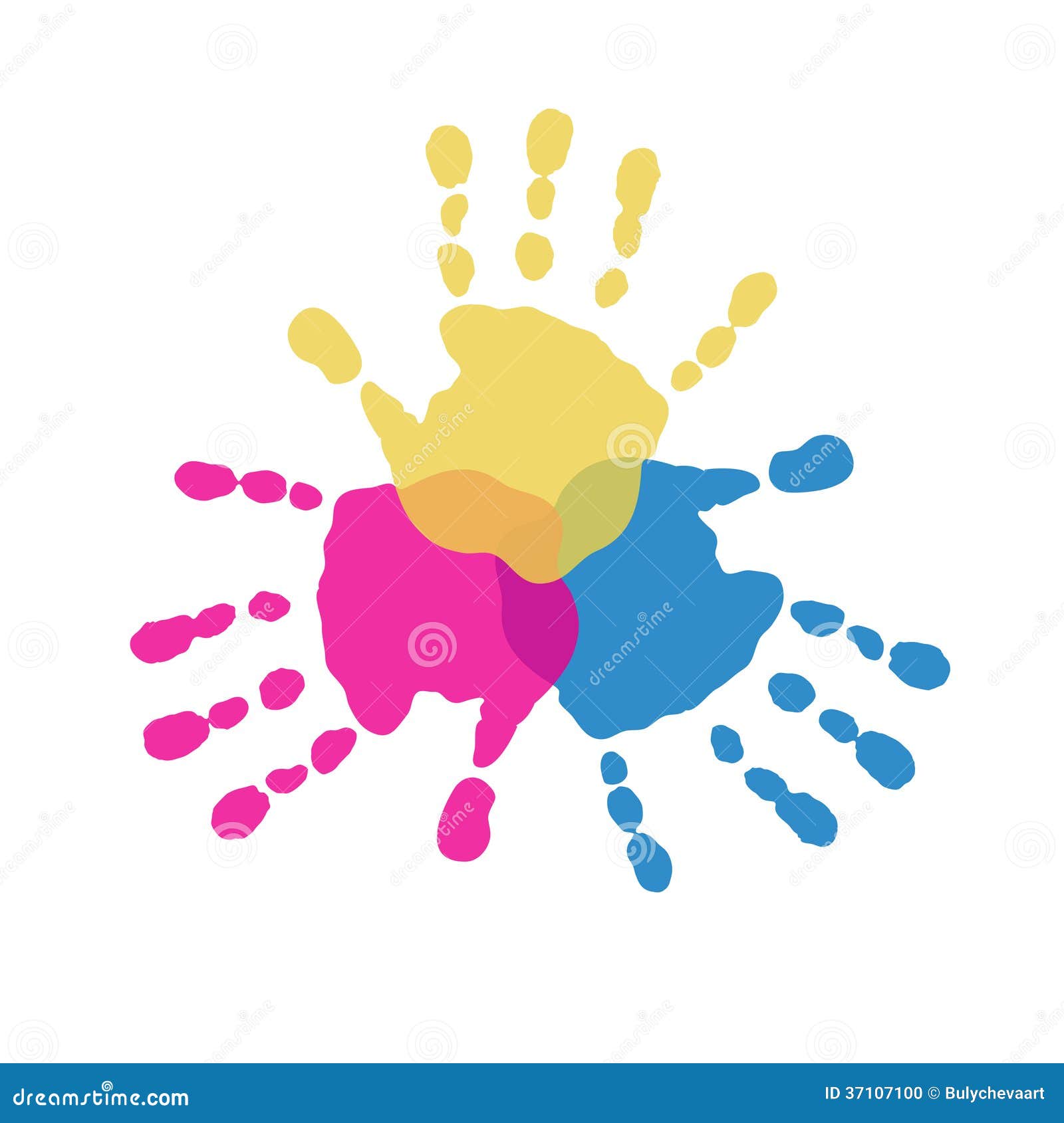 The Three Primary Colors of Handprints Stock Vector - Illustration of ...