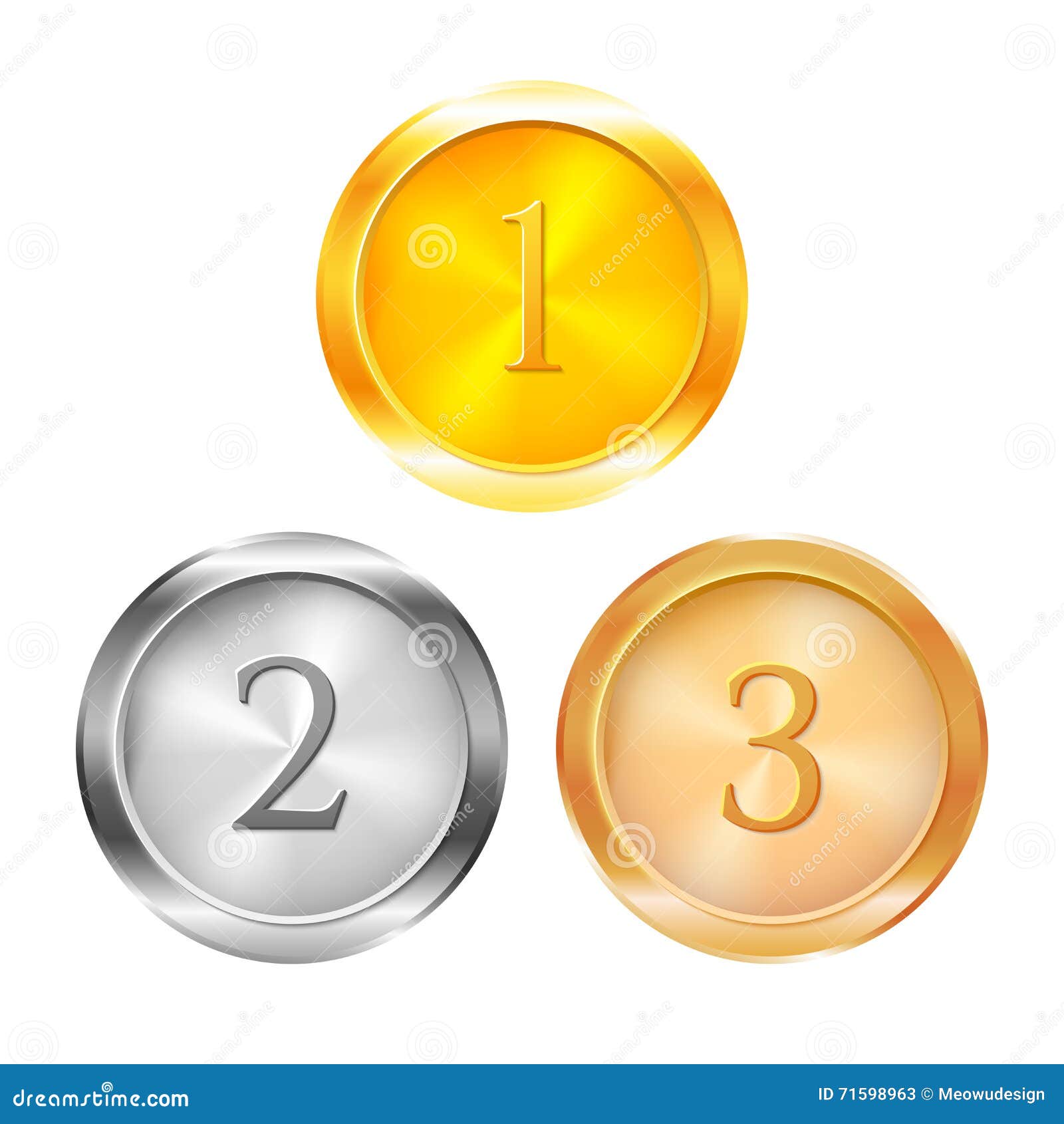Three Prize Medals, Vector Illustration Stock Vector - Illustration of ...