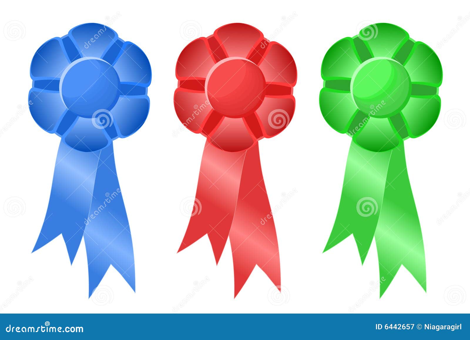 Three Prize Ribbons stock vector. Illustration of blue - 6442657