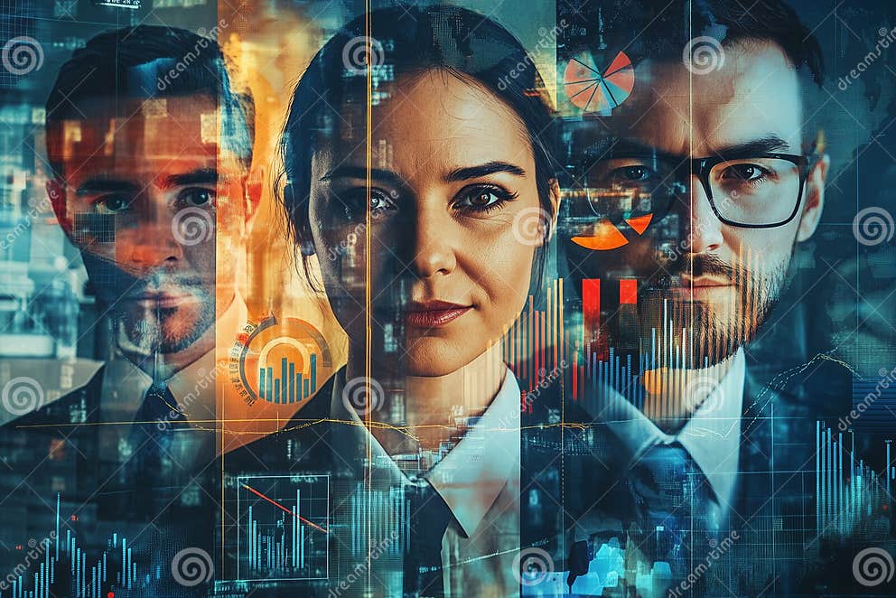 Creative Collage Showcasing Three Professionals Engaged in Strategic ...