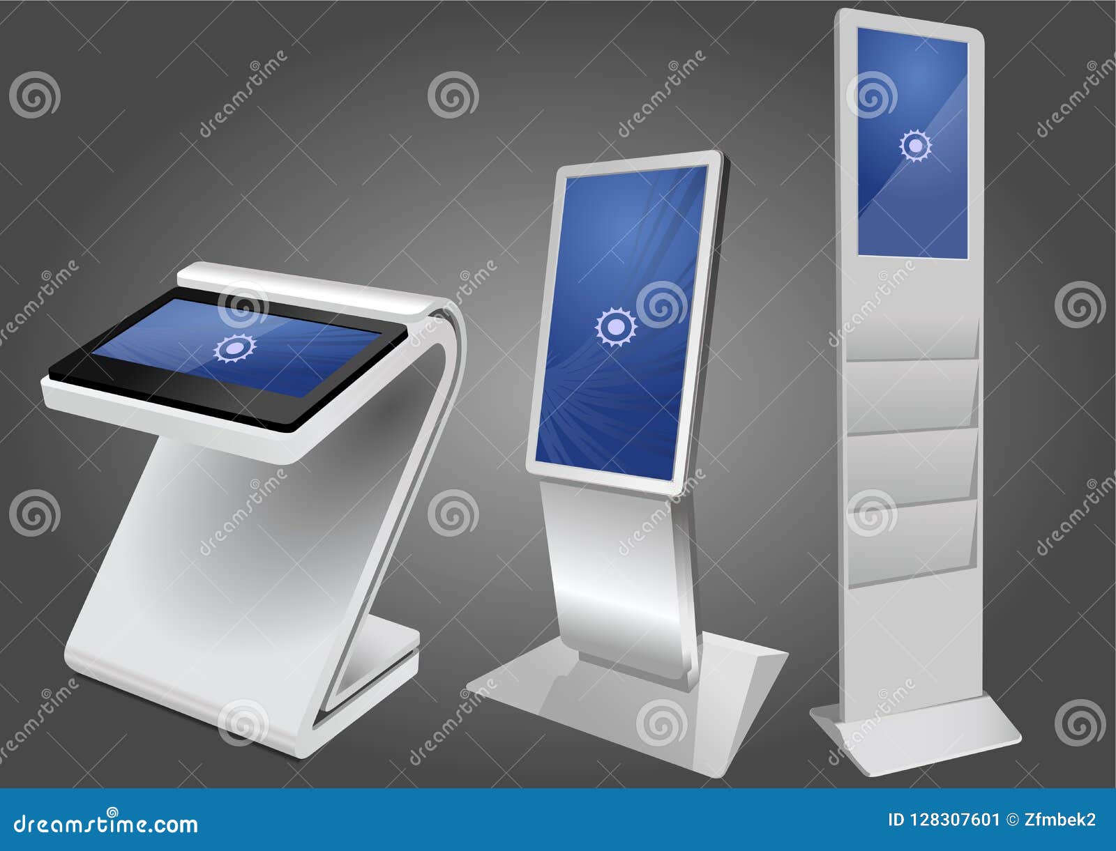 Three Promotional Interactive Information Kiosk, Advertising Display ...