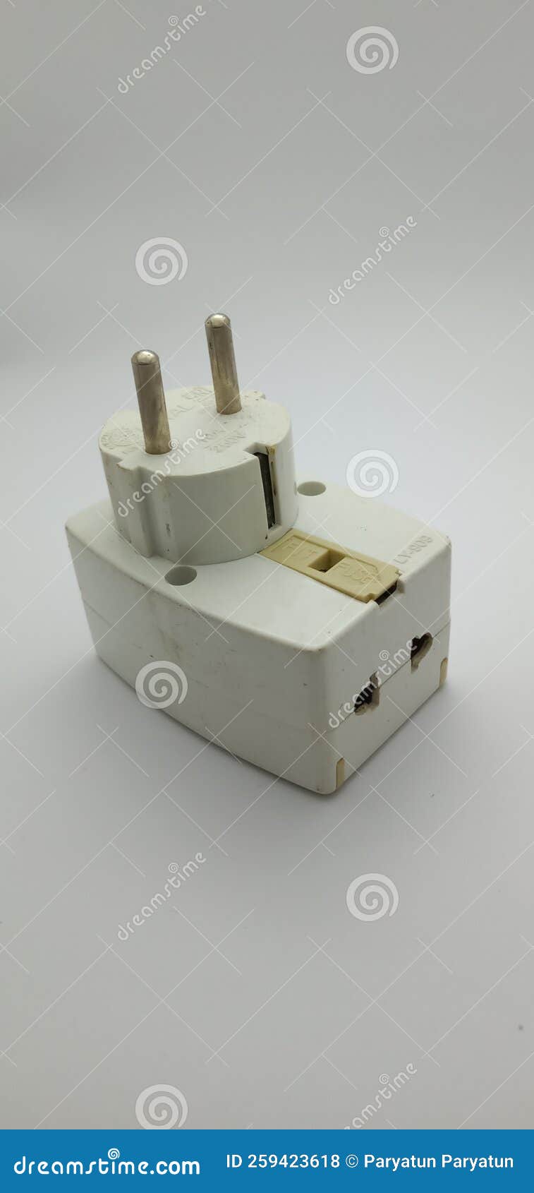 Three-prong Socket Adapter With Grounding On A Dark Background Royalty ...