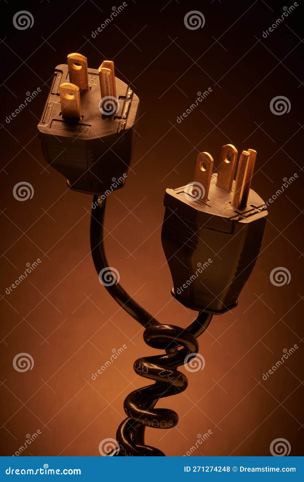Three Prong Plugs with Twisted Cords Stock Photo - Image of ...