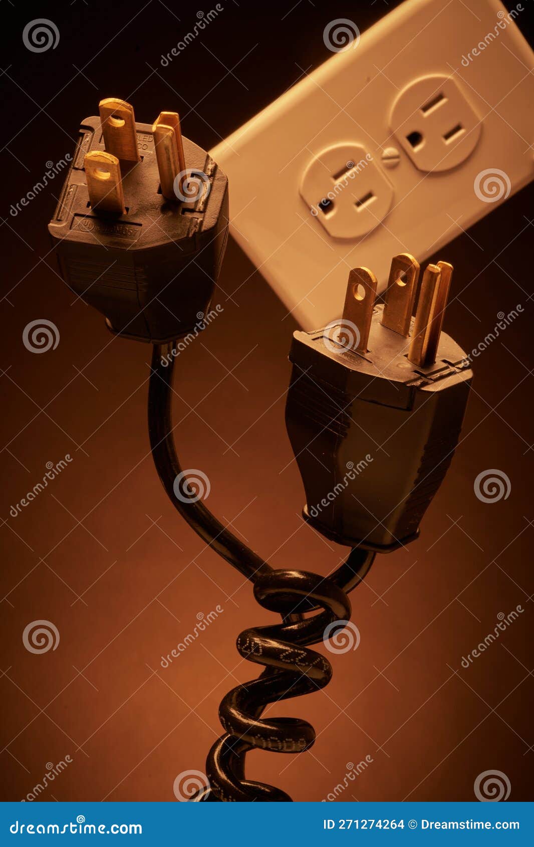 Three Prong Plugs with Twisted Cords Stock Photo - Image of utilities ...