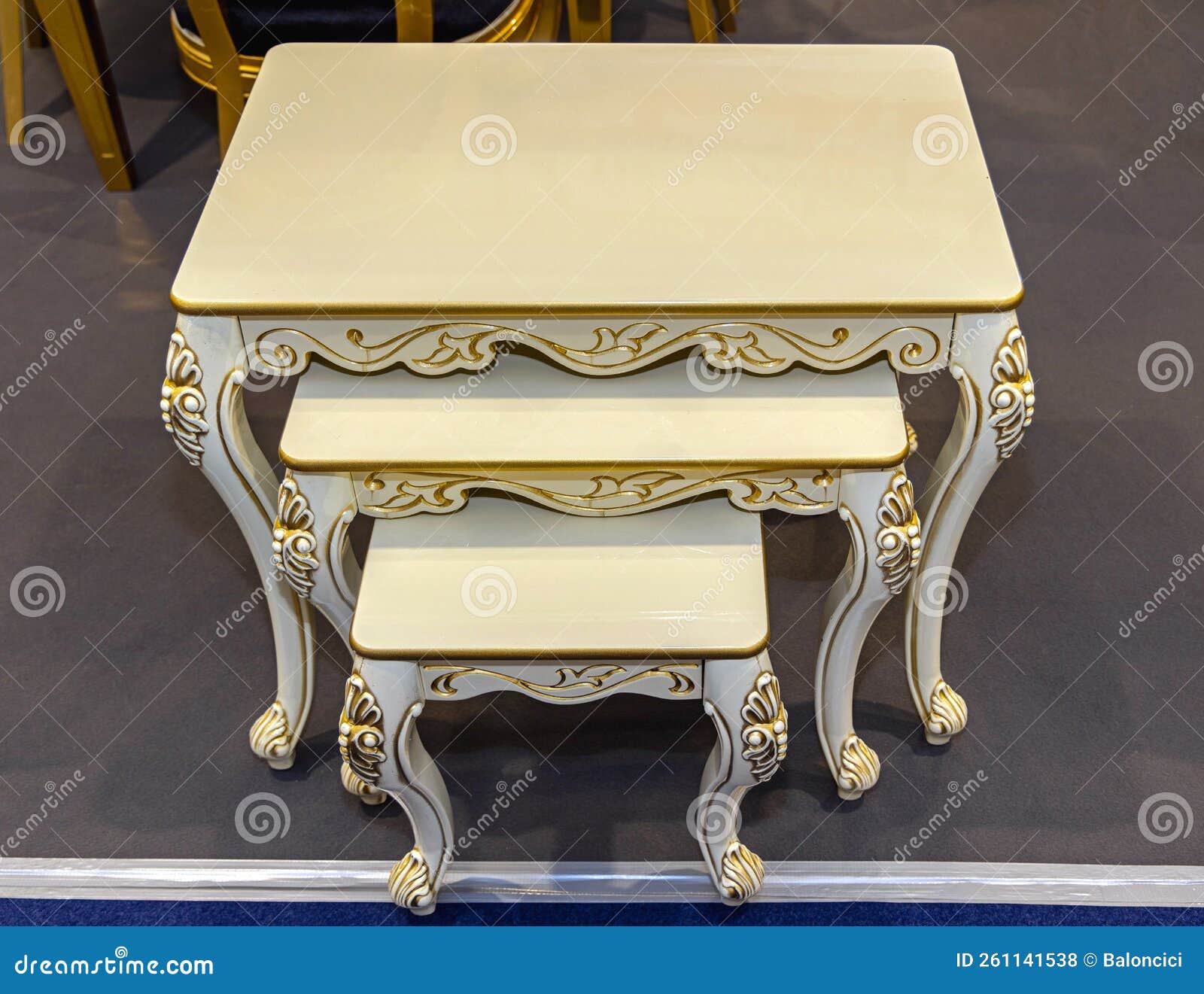 Three Pull Out Tables stock photo. Image of home, three - 261141538