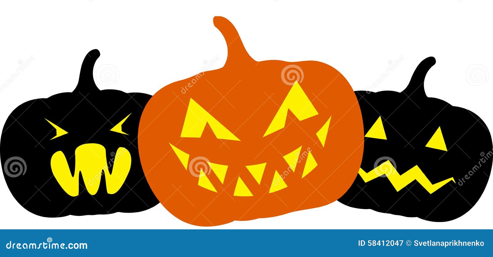 Three pumpkins stock vector. Illustration of flat, celebration - 58412047