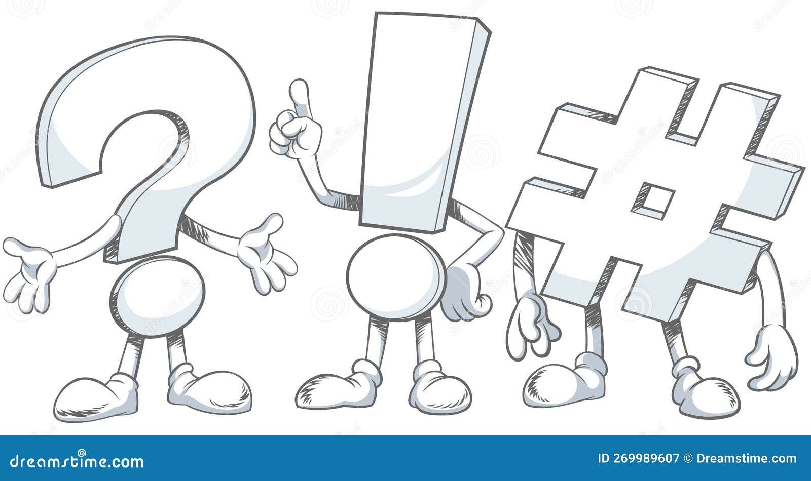 Three Punctuation Symbols Cartoon Characters. Stock Illustration ...