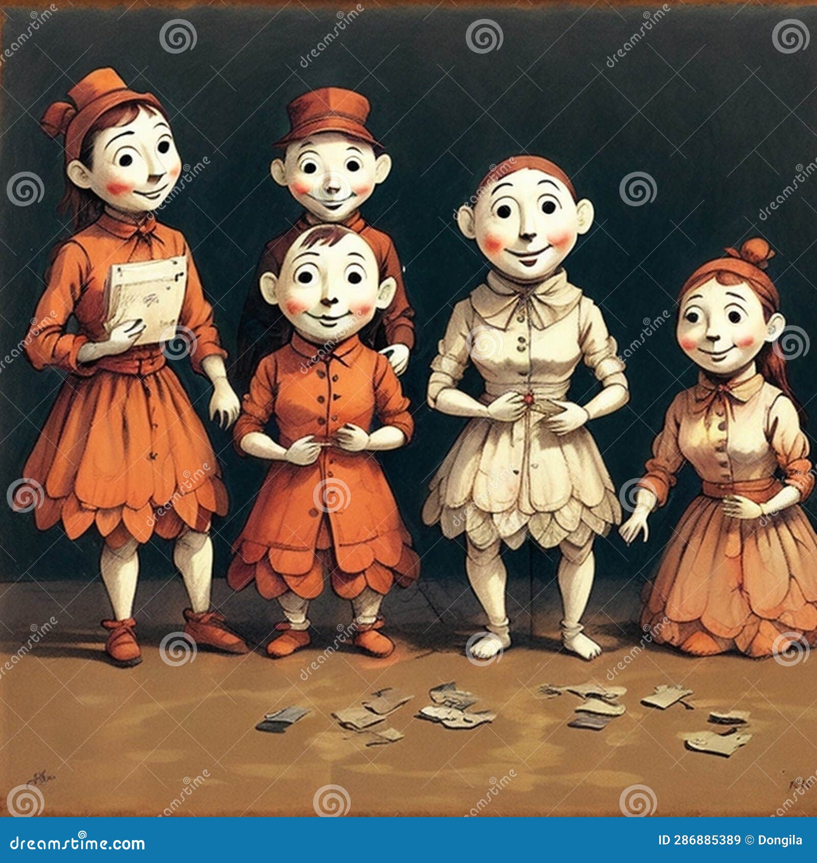 Three Puppets with Puzzles,generative Ai Stock Illustration ... Three Puppets with Puzzles,generative Ai Stock Illustration ...