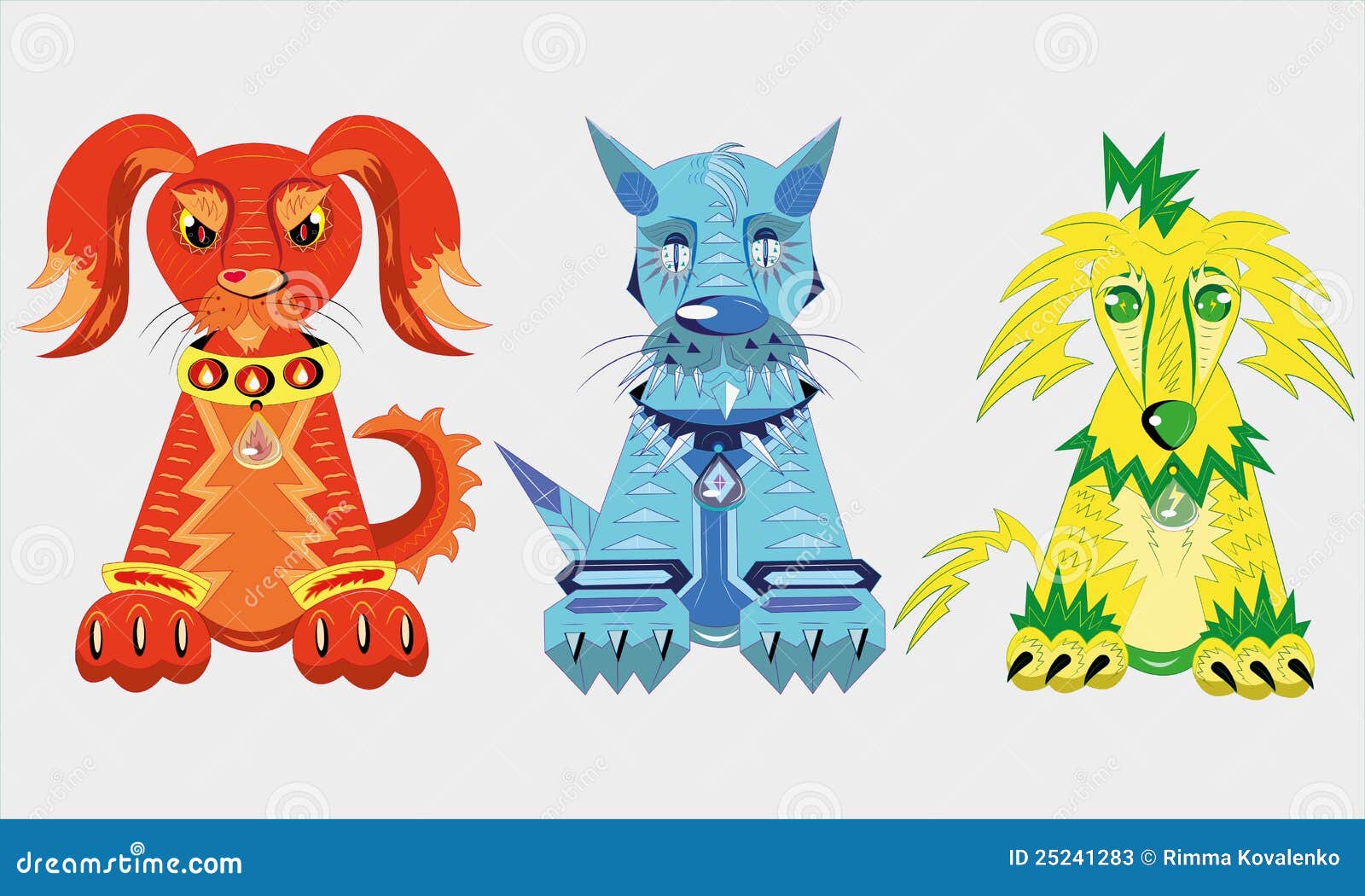 Three puppies of elements. stock vector. Illustration of elements ...