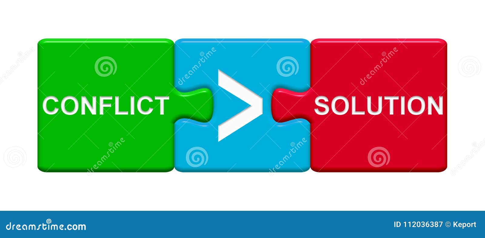 3 Puzzle Buttons Showing Conflict and Solution Stock Illustration ...