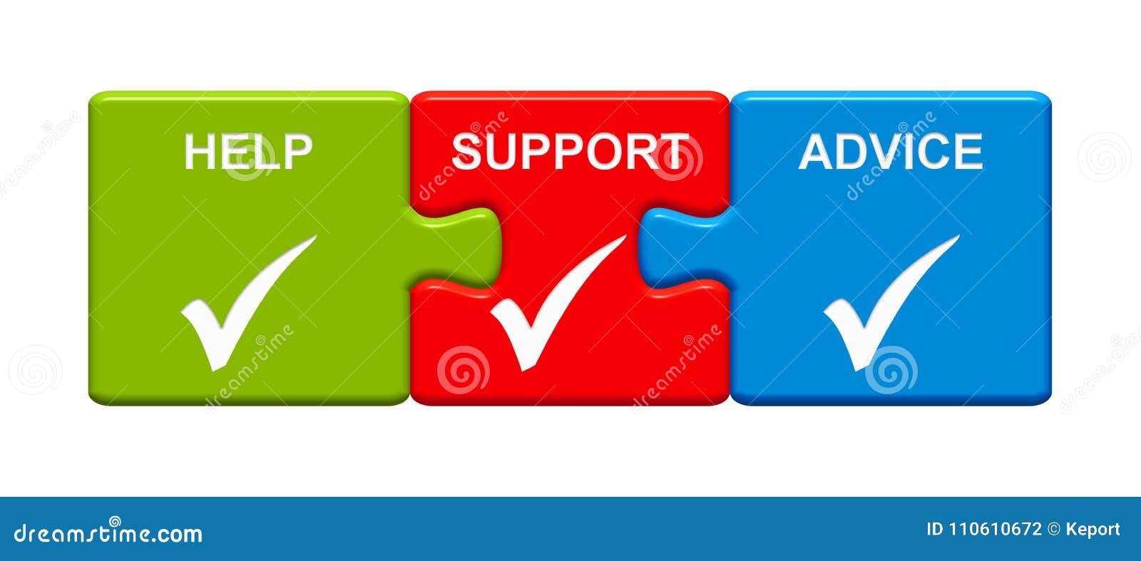 3 Puzzle Buttons Showing Help Support Advice Stock Illustration ...