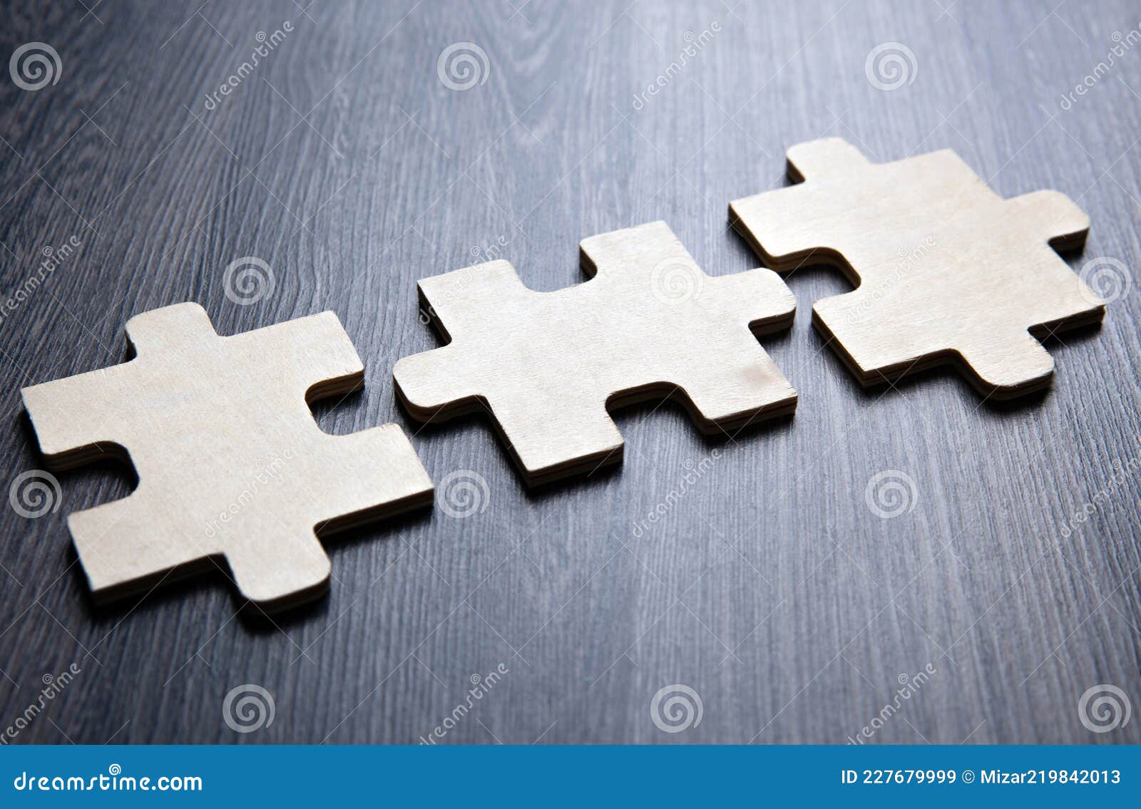 Three Puzzle Pieces in a Row Stock Image - Image of background, partner ...