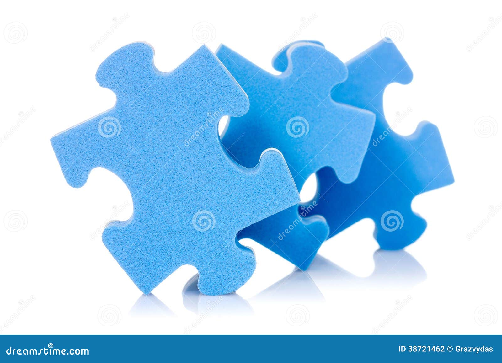Three Puzzle Pieces on White Stock Photo - Image of cooperation ...