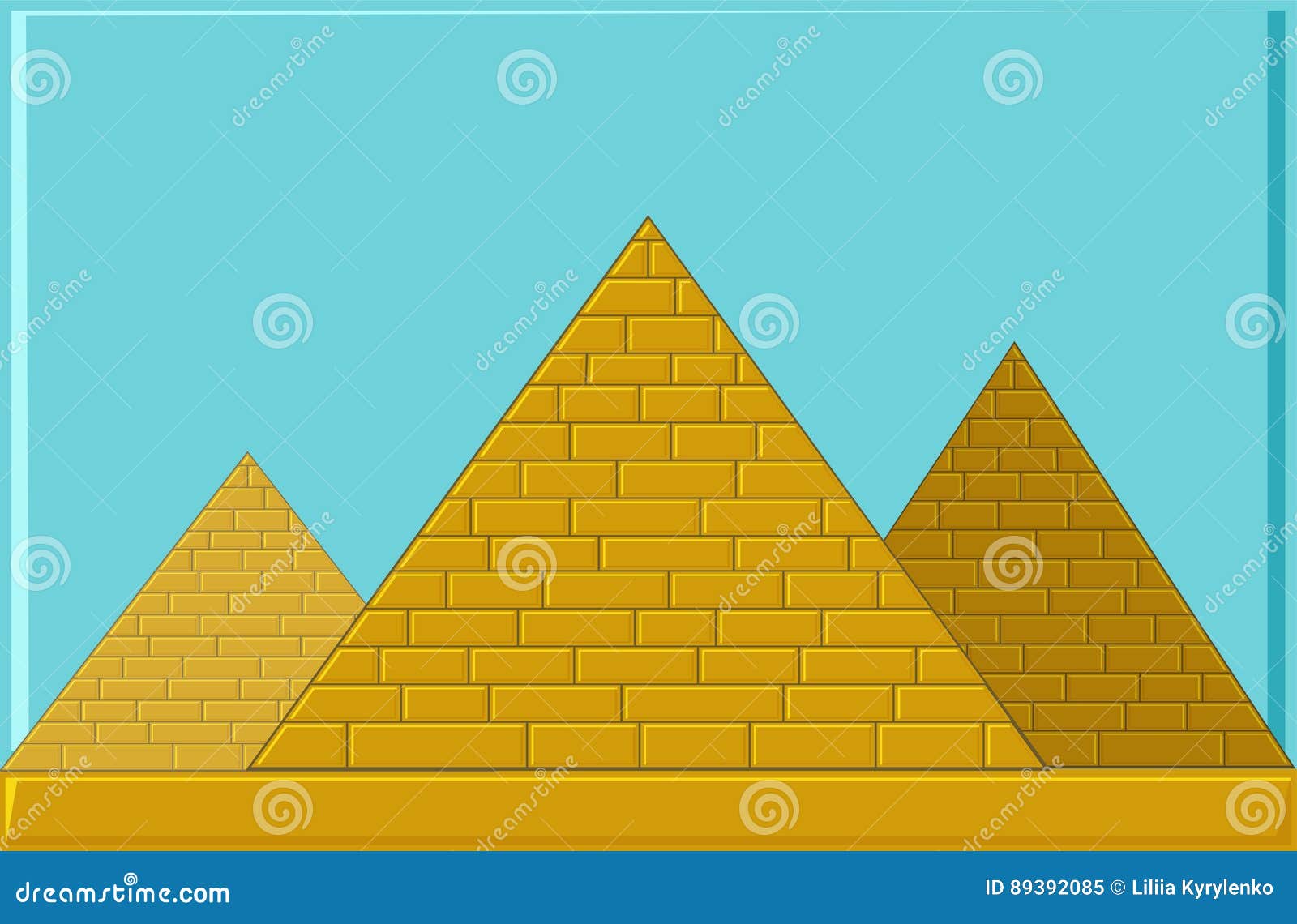 Three Pyramids of Ancient Egypt of Blocks Stock Illustration ...