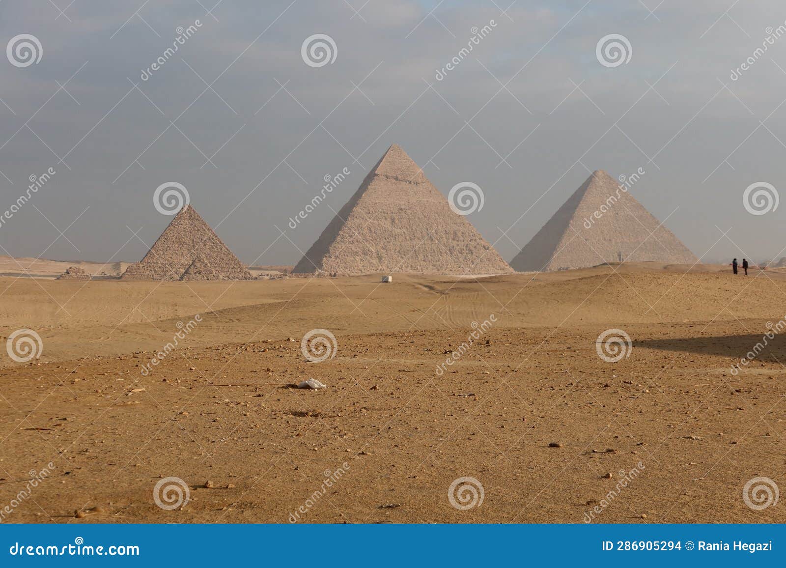 The Pyramids of Egypt Side by Side in the Middle of Desert Sand with ...