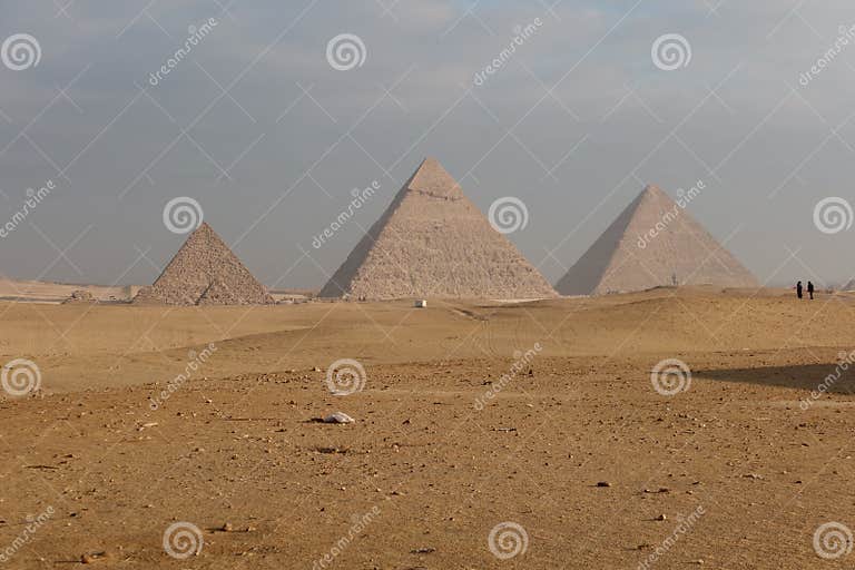The Pyramids of Egypt Side by Side in the Middle of Desert Sand with ...