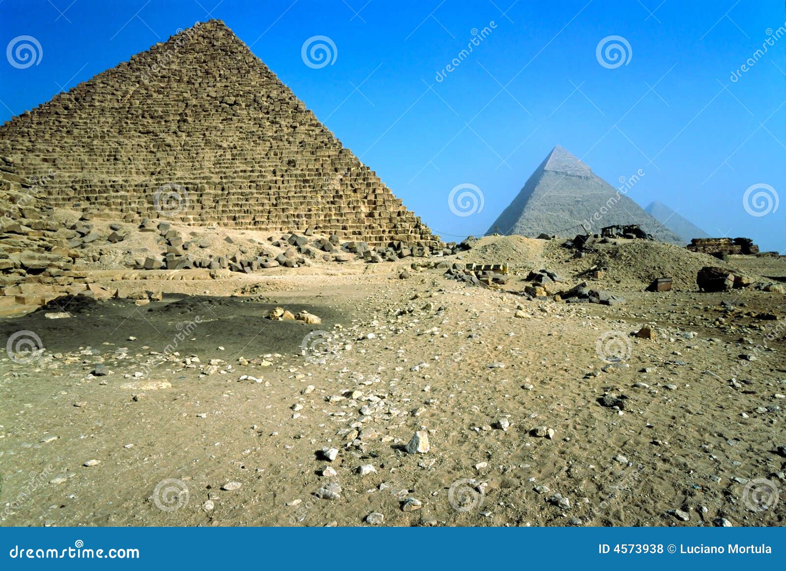 The Three Pyramids, Giza, Egypt. Stock Photo - Image of exploration ...
