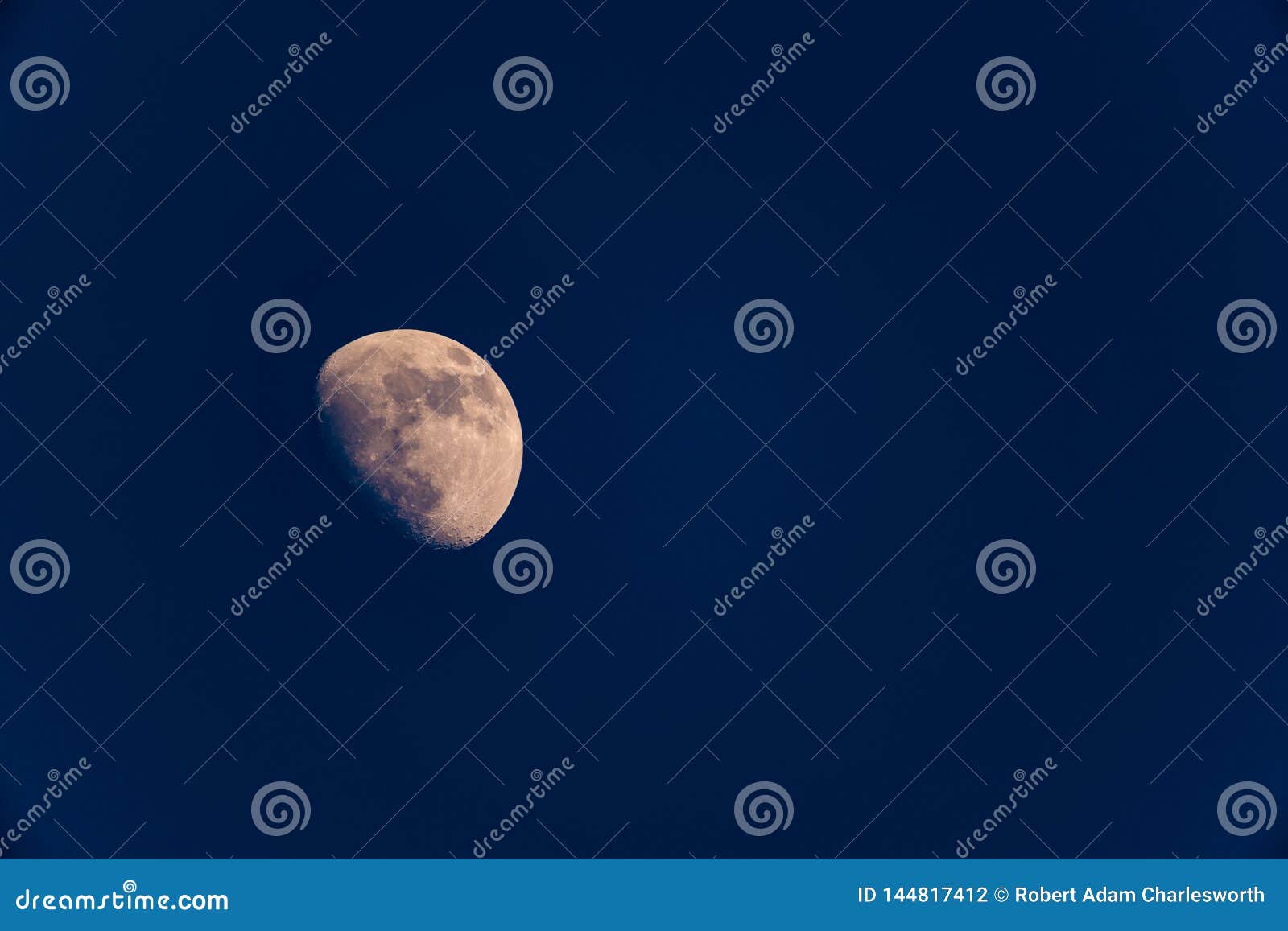 A Three Quarter Moon at Night Stock Photo - Image of night, isolated ...