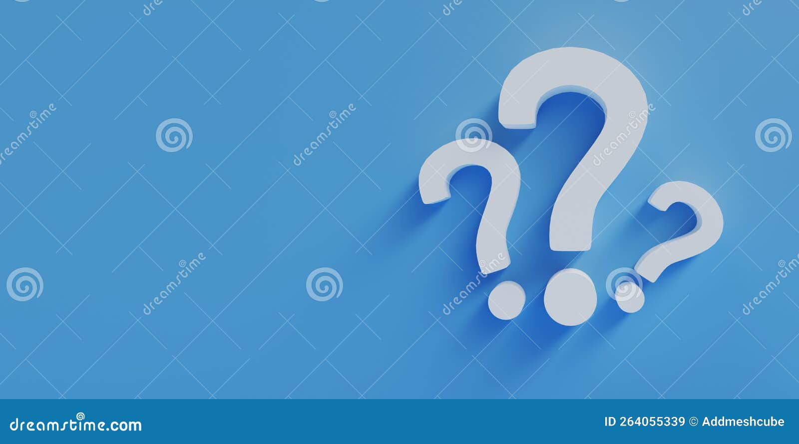 Three Question Mark on Blue Background, 3d Rendering Stock Illustration ...
