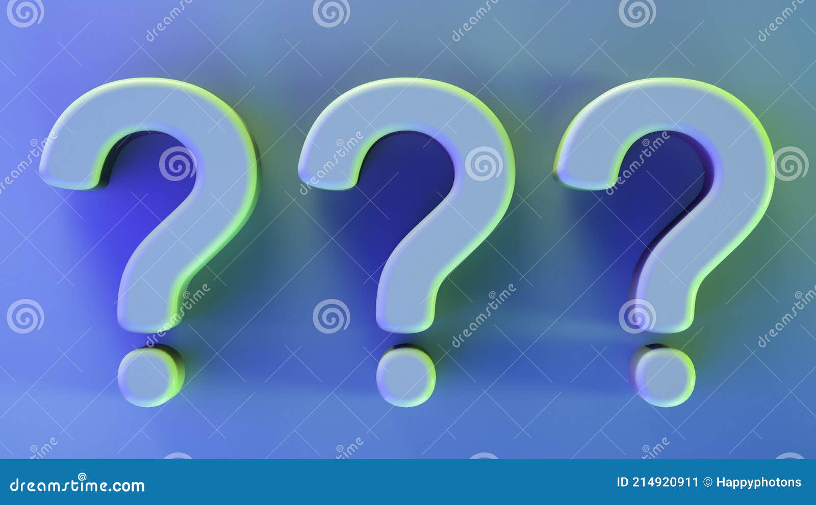 Three Question Mark Close Up. Blue Style Stock Illustration ...