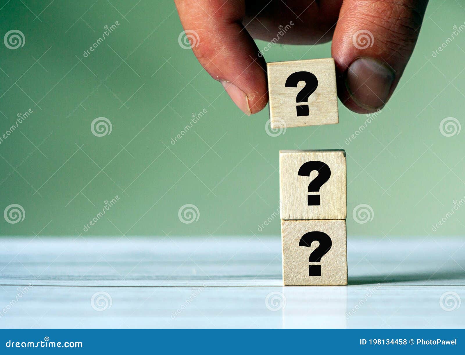Three Question Mark Sign on Wooden Block. Stack of Question Mark Stock ...
