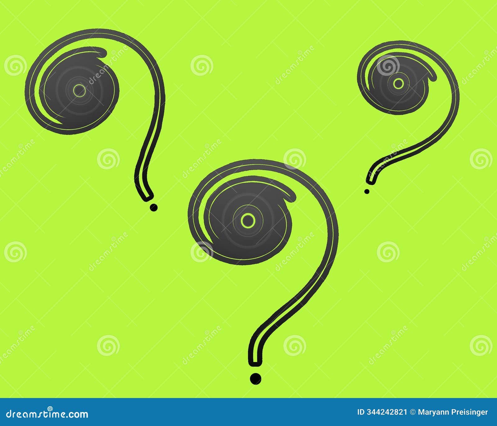 Question Marks In 3 Sizes Isolated With Outlines In The Curves Are Bold ...