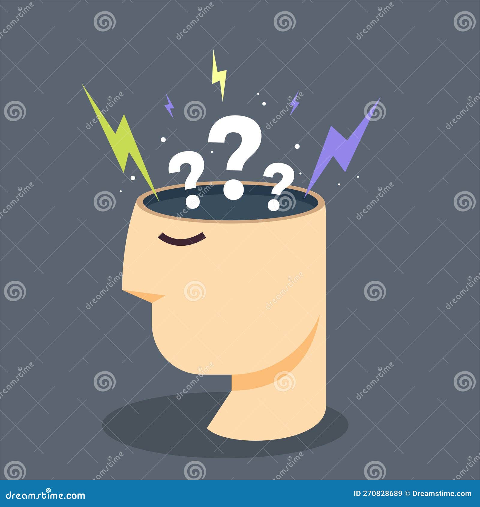 Three Question Marks Inside an Abstract Head. Isolated Vector ...