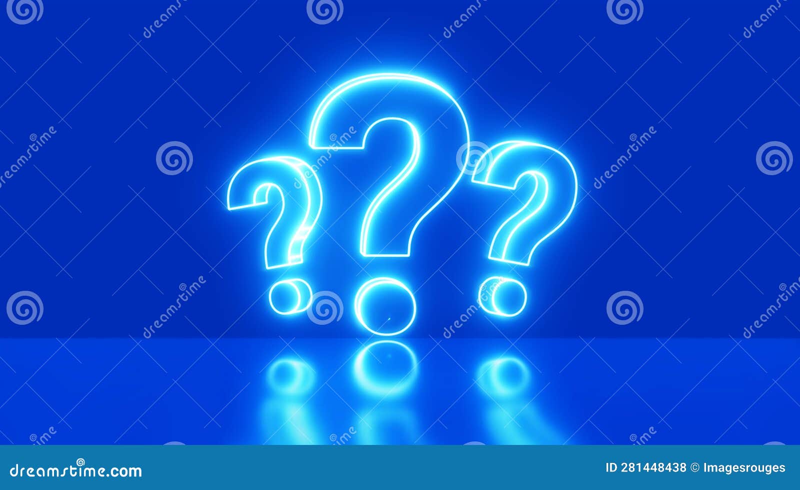 Three Question Marks on Neon in Wall Background. Business Support ...