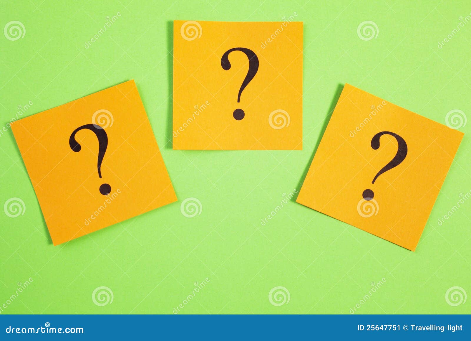 Three Question Marks Orange on Green Background Stock Image - Image of ...