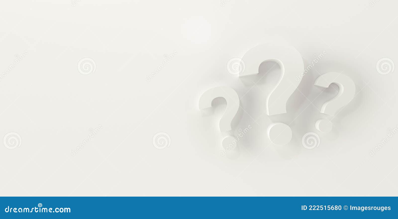 Three Question Marks in Panoramic White Studio Background Stock ...