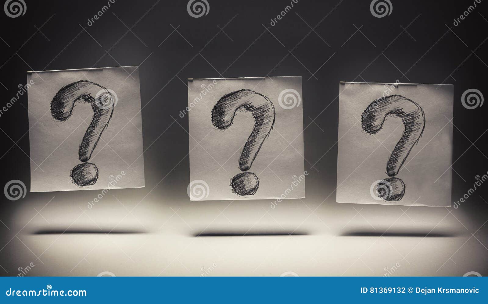 Three Question Marks on Papers Stock Photo - Image of composition ...