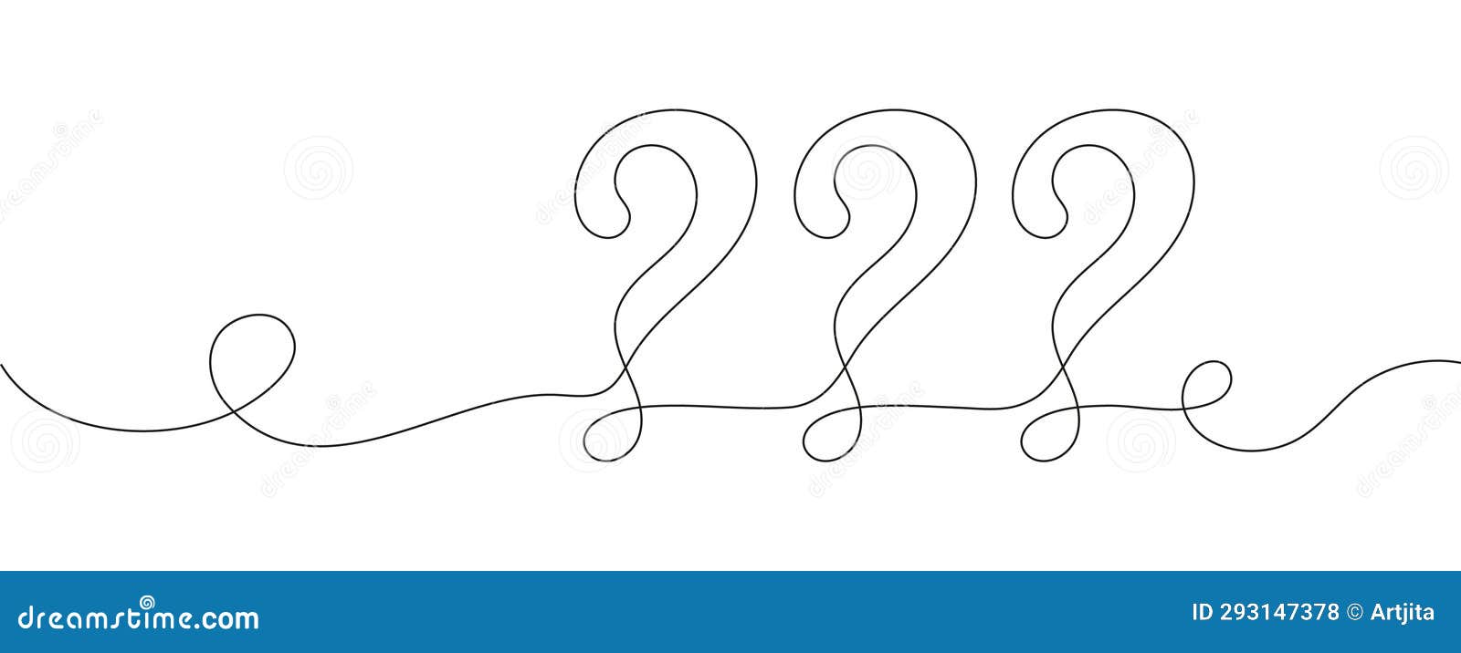 Three Questions Marks in Continuous Line Style. Question Mark ...