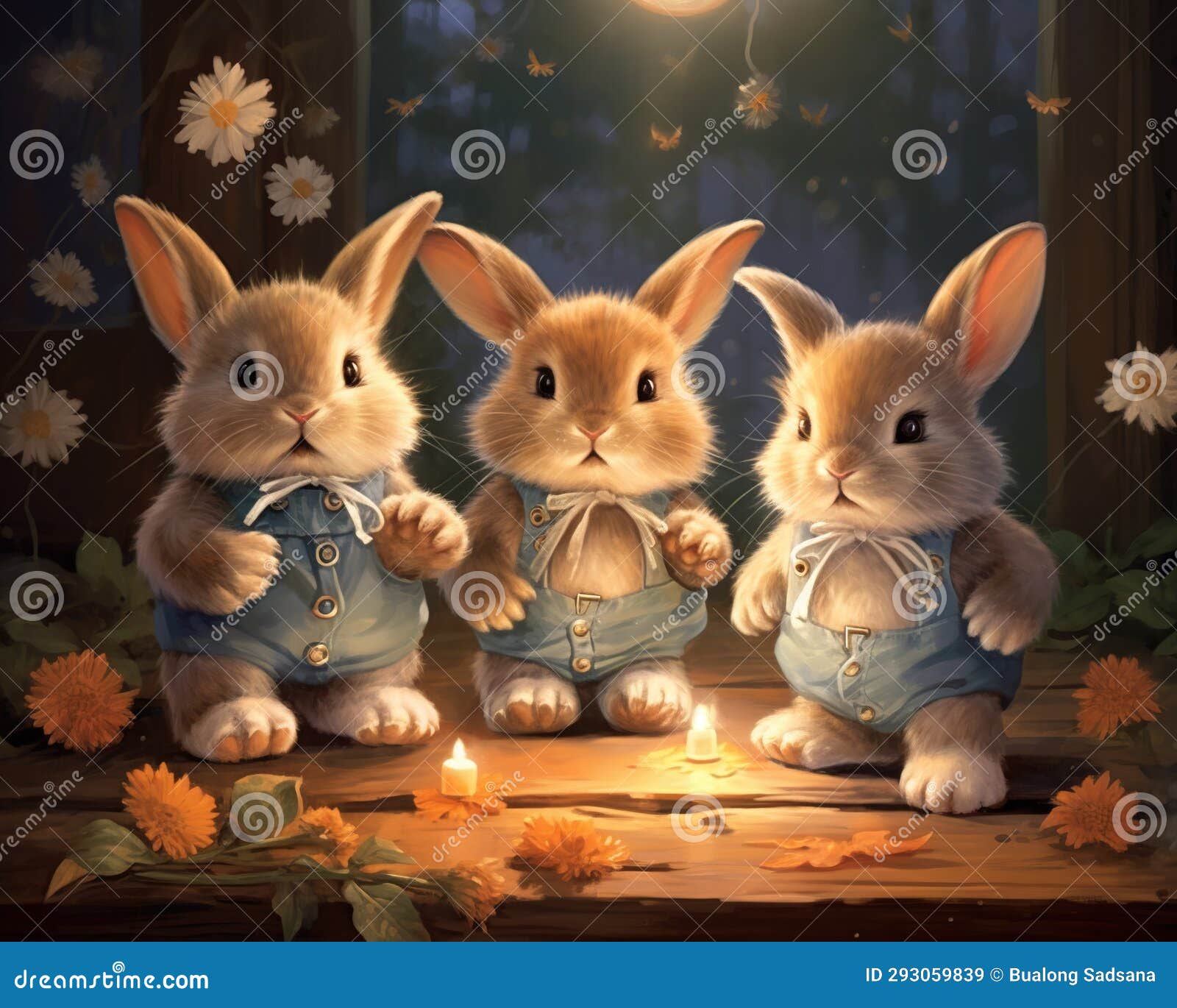 Three Rabbits are Sleeping in a Room with a Children S Book in it ...