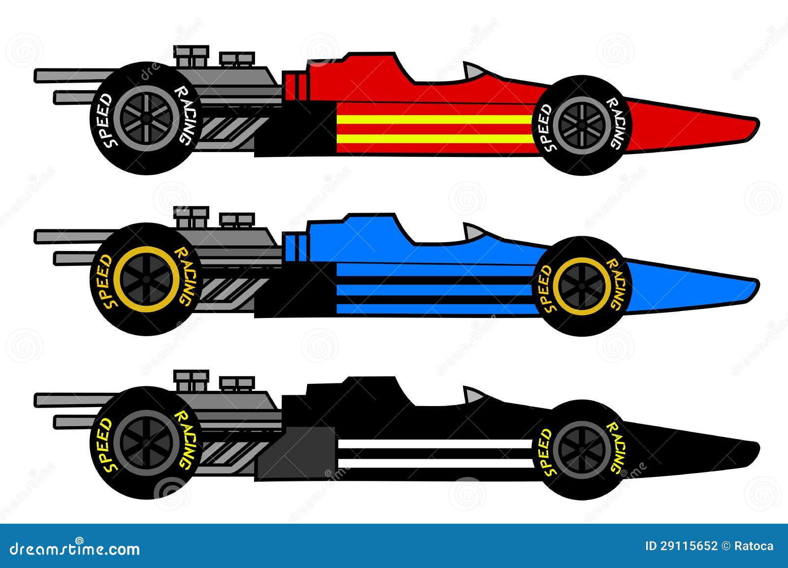 Three racing cars stock vector. Illustration of speed - 29115652