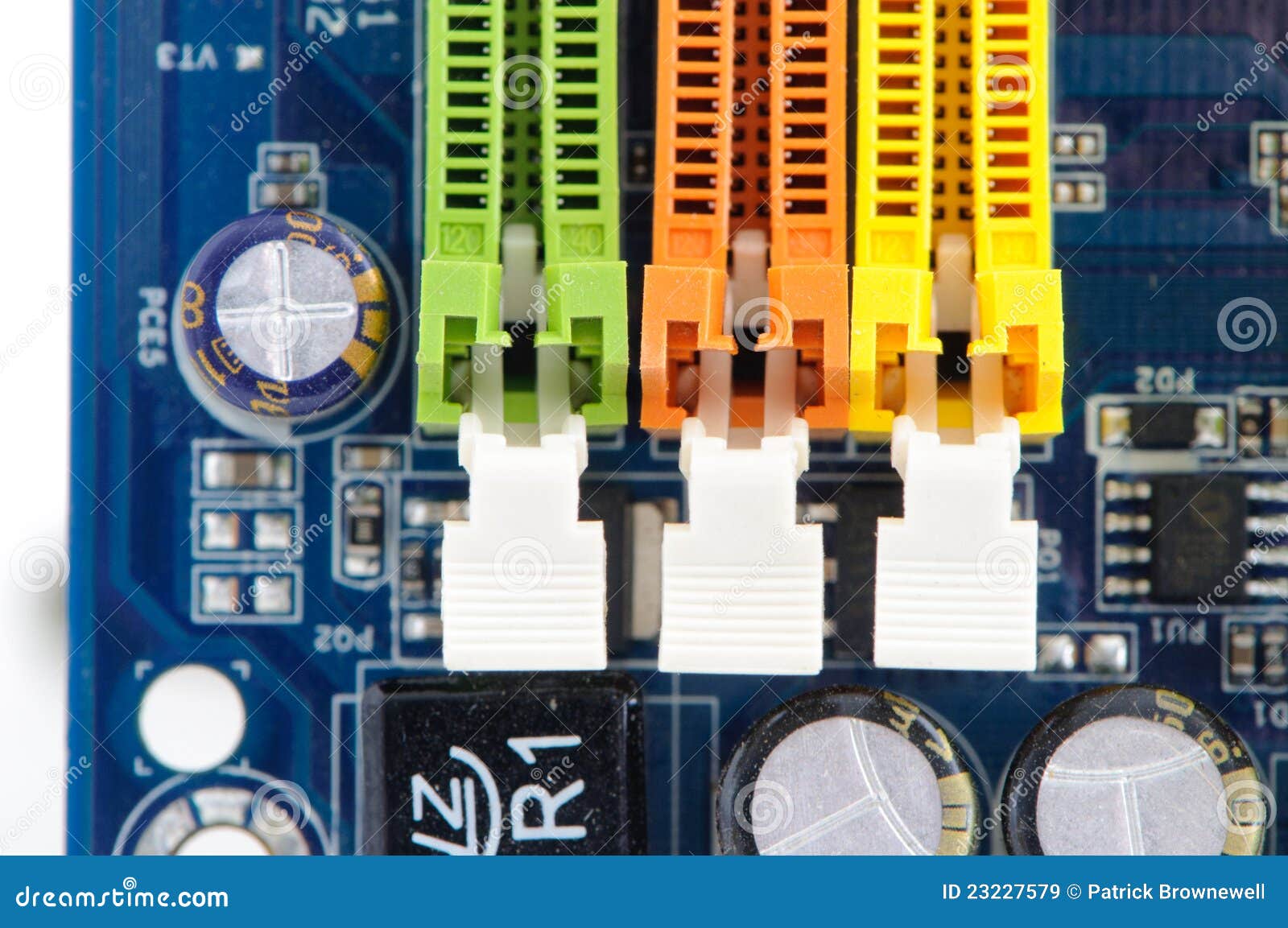Three RAM DIMM slots stock image. Image of dimm, motherboard - 23227579