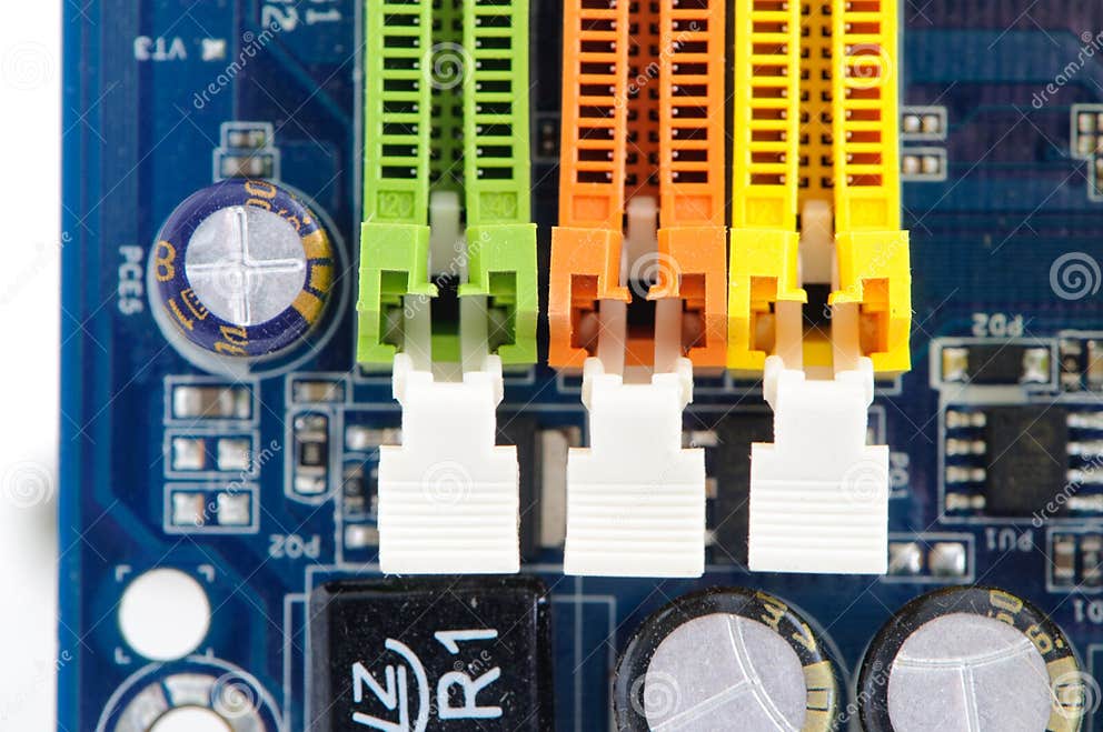 Three RAM DIMM slots stock image. Image of dimm, motherboard - 23227579