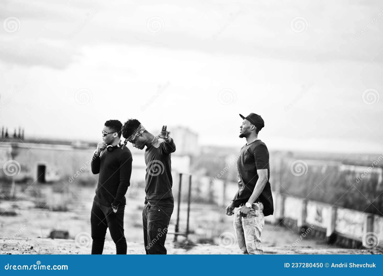 Three Rap Singers Band on the Roof Stock Photo - Image of mafia ...