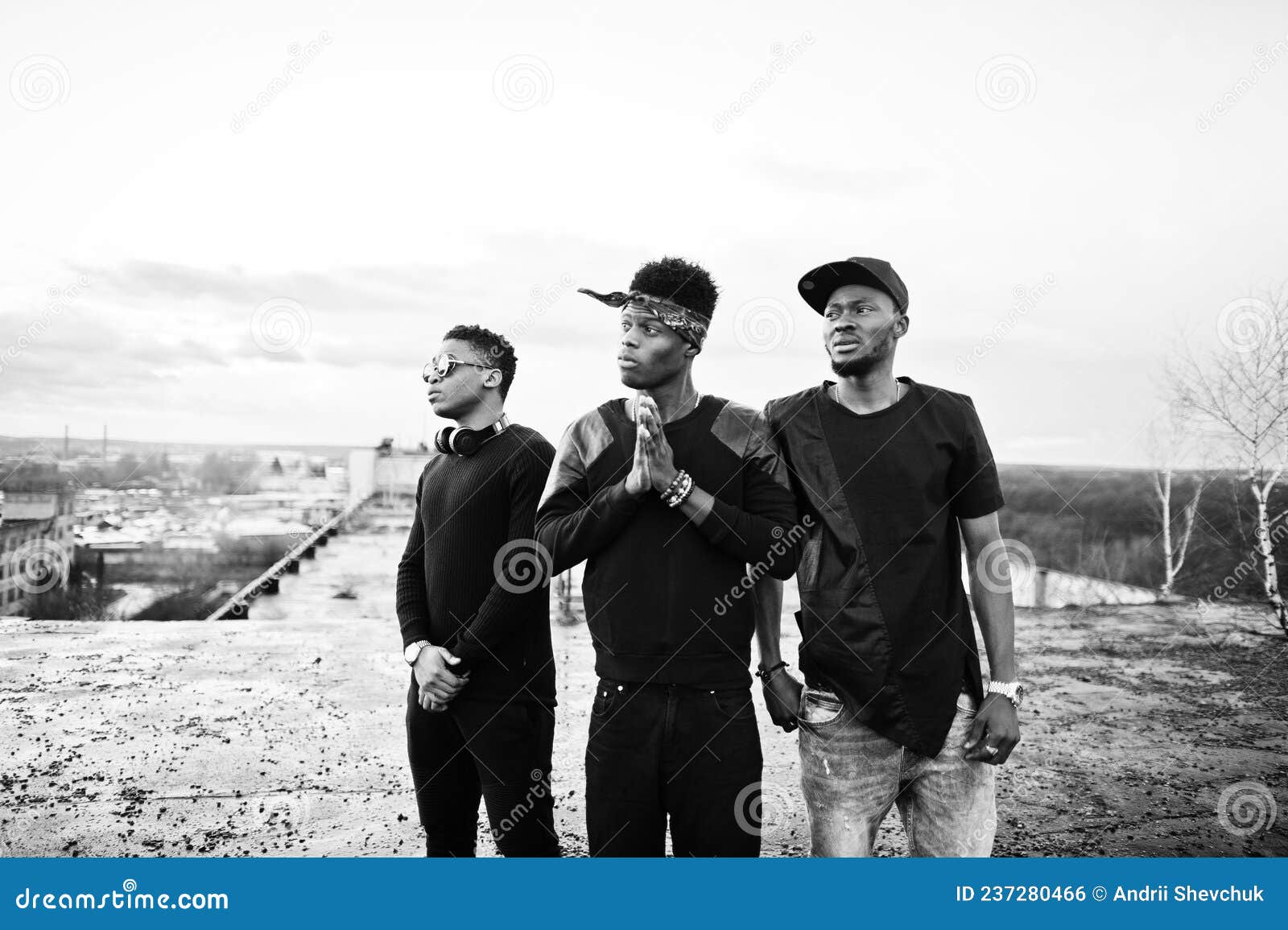 Three Rap Singers Band on the Roof Stock Photo - Image of black, danger ...