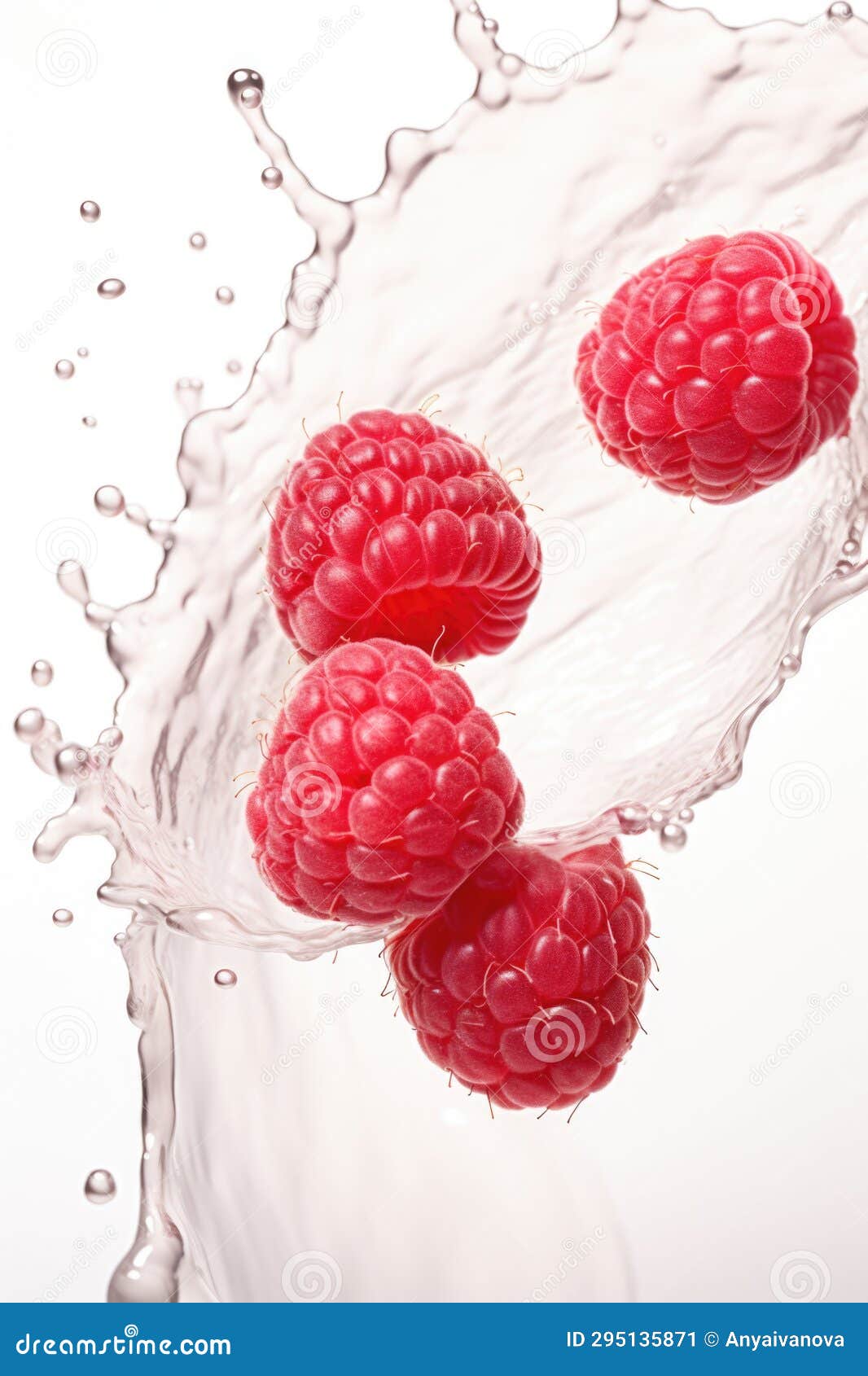 Three Raspberries Splashing into a Glass of Water Stock Illustration ...